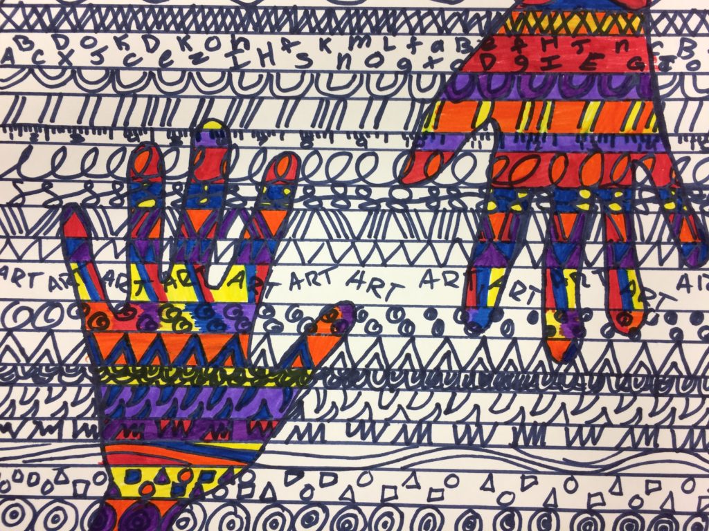 Line Design Hands | Mrs. Art Teacher Lady